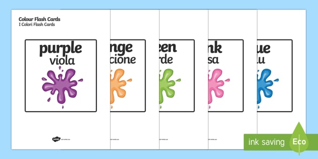Colour Word Cards Englsih/Italian (teacher made)