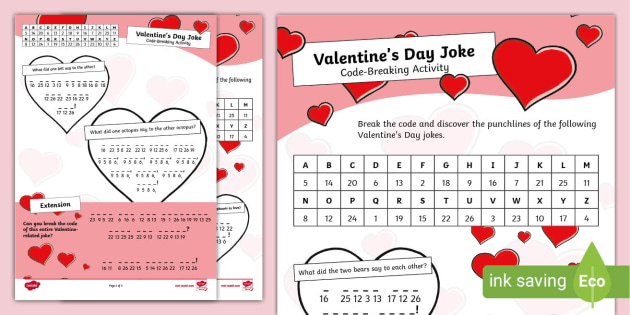 Valentine's Day Joke Codebreaking Activity (teacher made)