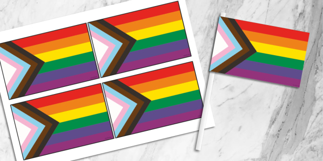 LGBTQ+ Progress Pride Handheld Flag | Twinkl Party