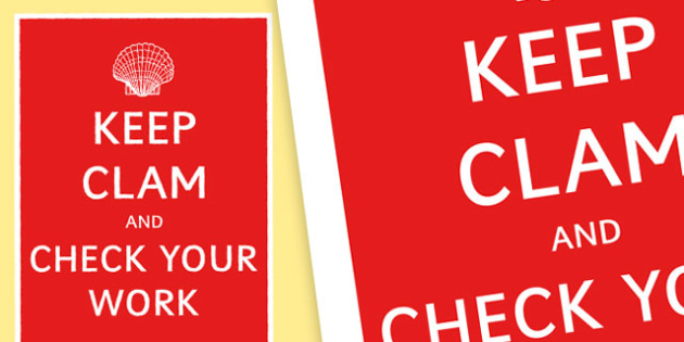 FREE! - Keep Clam and Check Your Work Poster (teacher made)