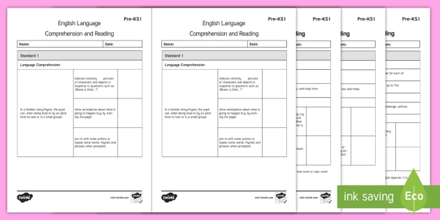 Interim Pre-Key Stage 1 Standards for English and Maths I Can Checklists