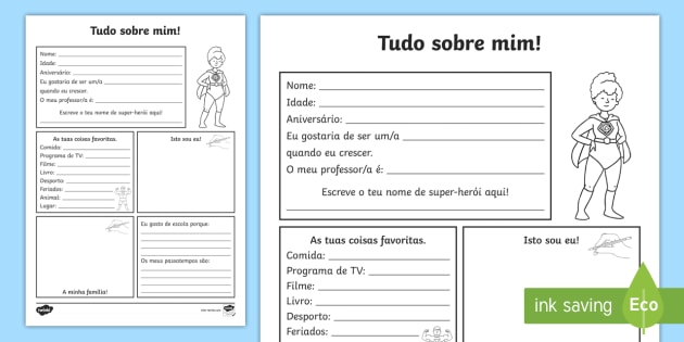 Tudo sobre mim Ficha de atividades (teacher made)