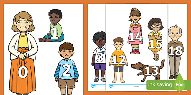 Numbers 0 to 30 on Family Members Display Cut Outs
