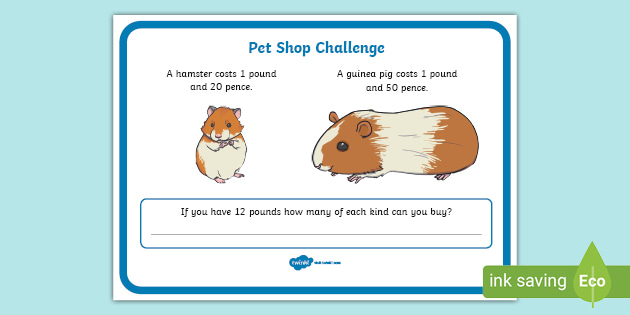 Pet Shop Maths Challenge A4 Display Posters