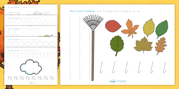 Autumn Pencil Control Worksheets (teacher made)
