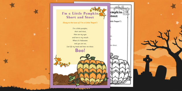 I'm a Little Pumpkin Short and Stout Rhyme - EYFS, Halloween, pumpkin, poem