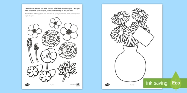 Father's Day Flower Bouquet Colouring Worksheet English/Spanish