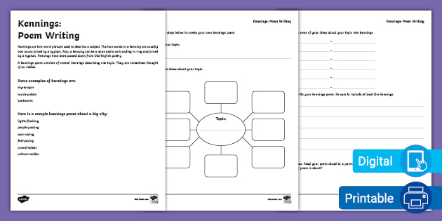 Kennings Poem Writing Activity | Kennings Poems
