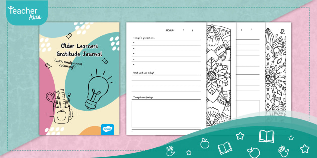 Older Learners Gratitude Journal with Mindfulness Colouring | Teacher Aides