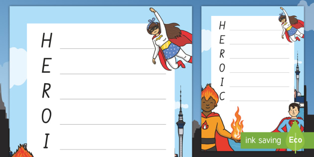 Superhero Qualities Acrostic Poem (teacher made)