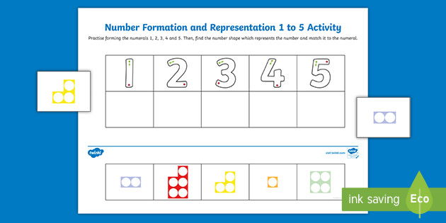 👉 Number Shape Number Formation and Representation 1 to 5 Activity
