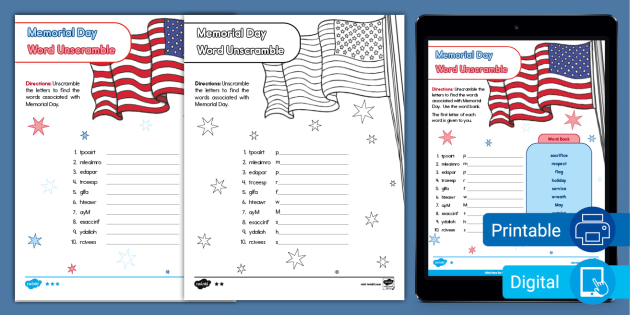 Memorial Day Vocabulary Activity for Kids - Twinkl USA