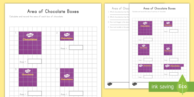 Measuring Area of Chocolate Boxes Activity (teacher made)