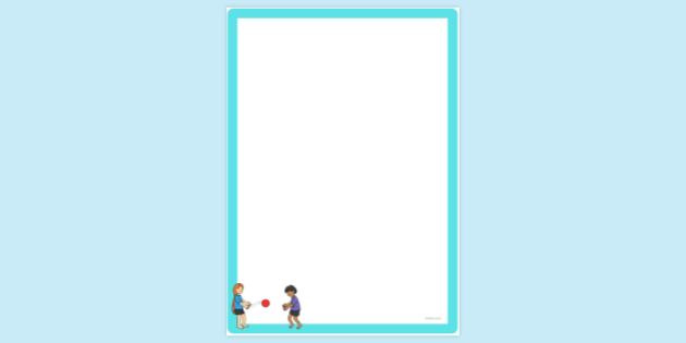 FREE! - Simple Children Playing Catch Page Border | Page Borders