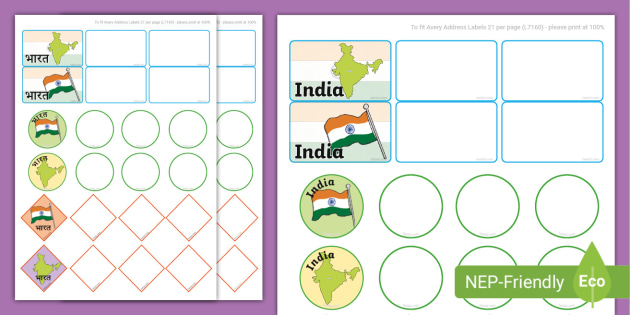 India themed DIY Editable Stamp Stickers English/Hindi