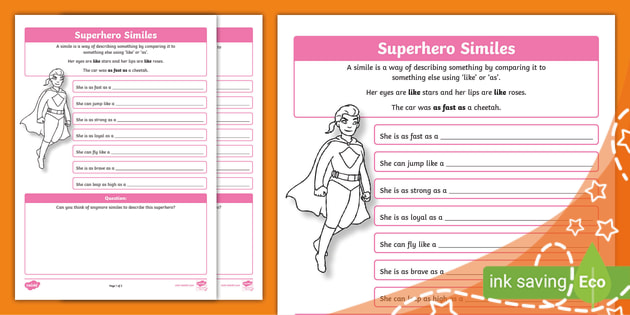Superhero Similes (teacher made)