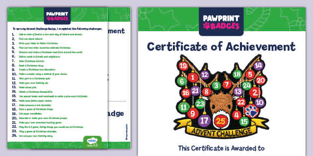FREE! - Advent Challenge Completion Certificate