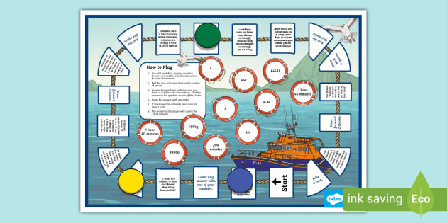 Lifeboat Theme Mathematics and Numeracy Board Game