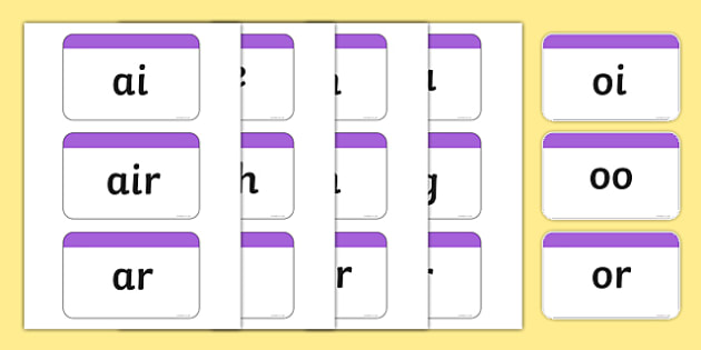 Phase 3 Phoneme Plain Flash Cards