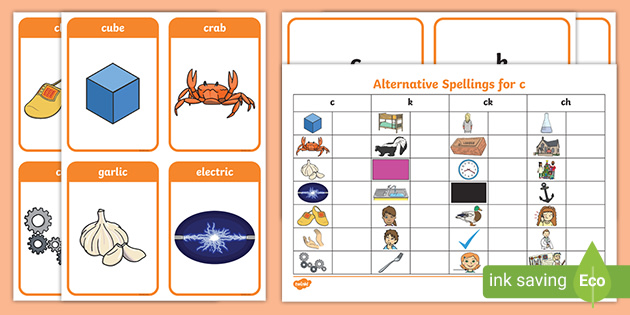 Alternative Spellings for c Table Activity Pack