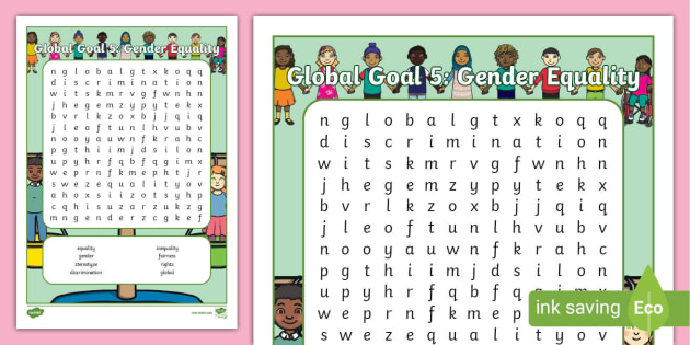All About Global Goals: Gender Equality Word Search