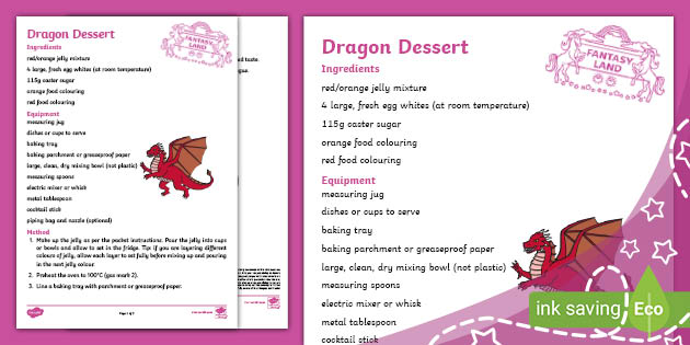 Dragon Dessert Recipe (teacher made)