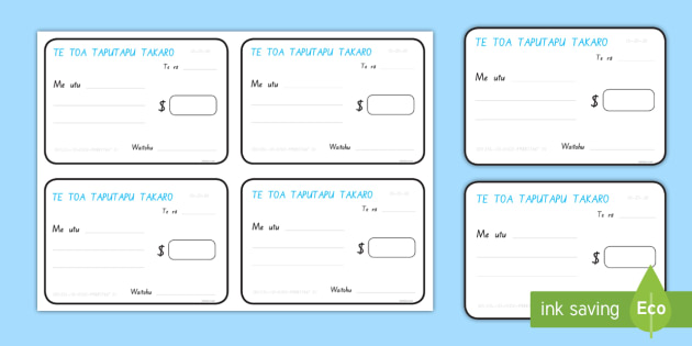 Toy Shop Cheque Book Te Reo Māori Activity - hokohoko, cheque book, pōhewa