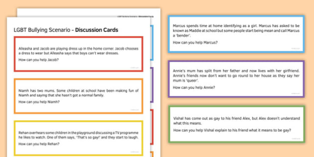 LGBT Bullying Scenario Discussion Cards (teacher made)
