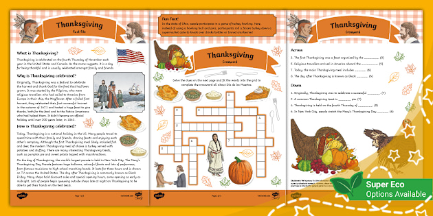 Thanksgiving Crosswords | twinkl.com.au