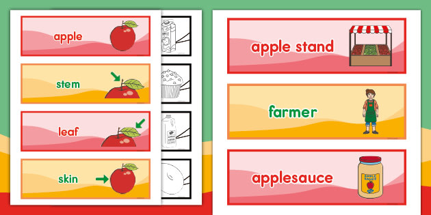 Apple Farm Stand Dramatic Play Word Cards (teacher made)