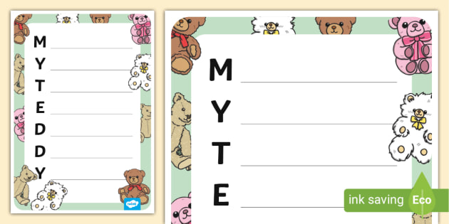 My Teddy Acrostic Poem Template (teacher made)