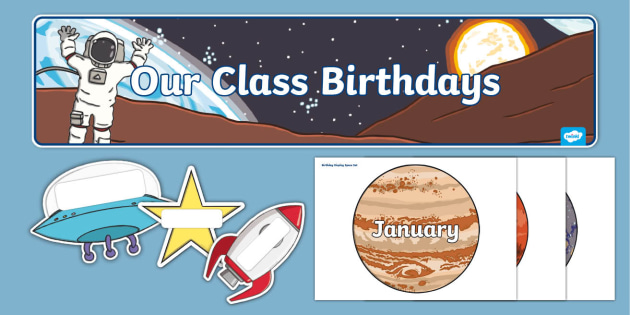 👉 Editable Birthday Display Set Space (teacher made)