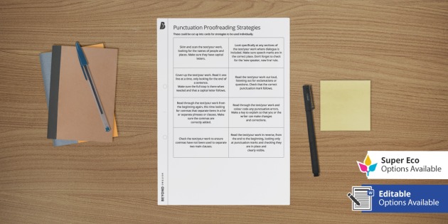 Punctuation Proof Reading Strategies Worksheet / Worksheet