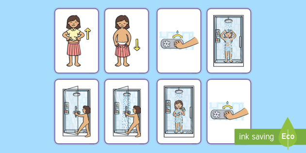Visual Guide Showering Female Flashcards Teacher Made