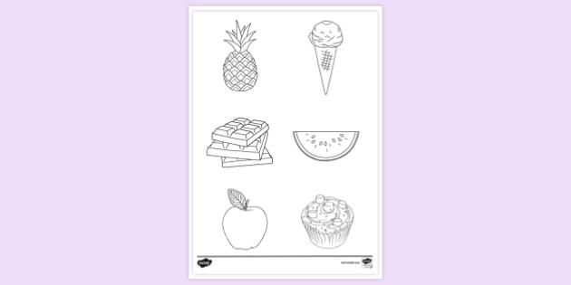 FREE! - Food for Colouring Page - KS1 Resources - Twinkl