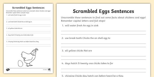 Unscramble Sentences Worksheets