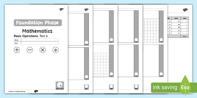 Foundation Phase Basic Operations Test 6 (teacher made)