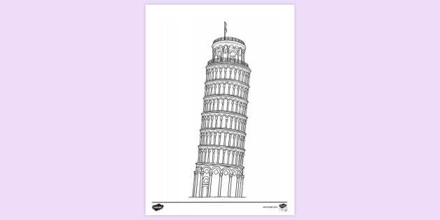 FREE! - Leaning Tower of Pisa Colouring | Colouring Sheets