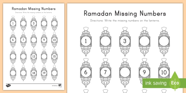 * NEW * Ramadan Missing Number Activity Sheet - number order