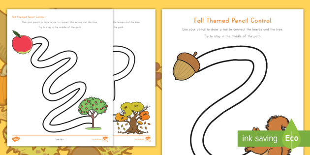 Fall Themed Pencil Control Maze