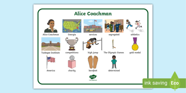 Alice Coachman Word Mat (teacher made)