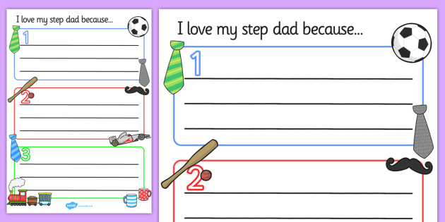 I Love my Stepdad Writing Templates (teacher made)