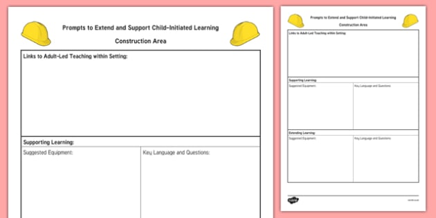 Construction Area Adult Support Prompt Sheet Template