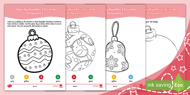 Colour by Number Christmas Ornaments (teacher made)