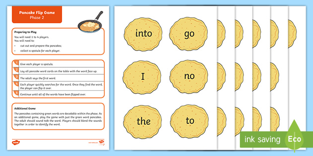 Phase 2 Tricky Word Pancake Flip Game
