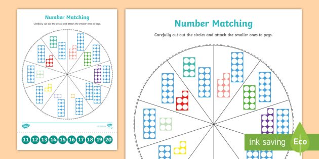 Number Shapes 11 to 20 Matching Pegs Activity (teacher made)