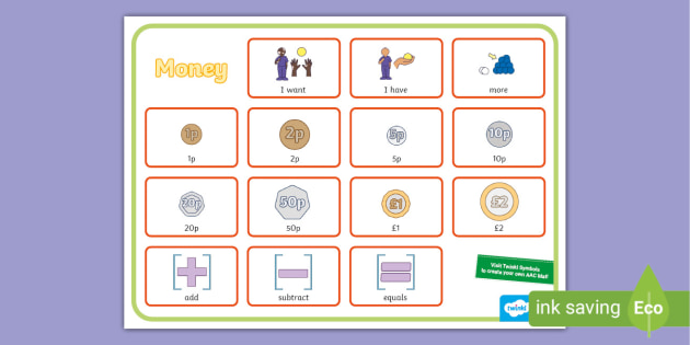 Twinkl Symbols: Money AAC Mat (teacher made)