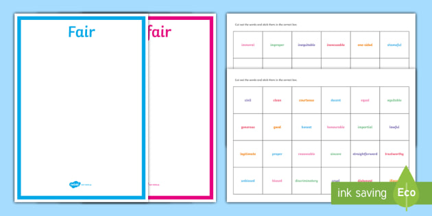 Fair and Unfair Vocabulary Sorting Game