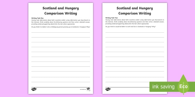 Scotland and Hungary Comparison Writing Worksheet