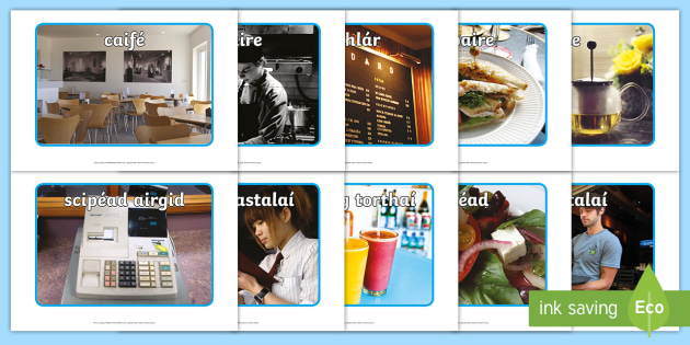 Healthy Eating Cafe Role-Play Display Photos Gaeilge